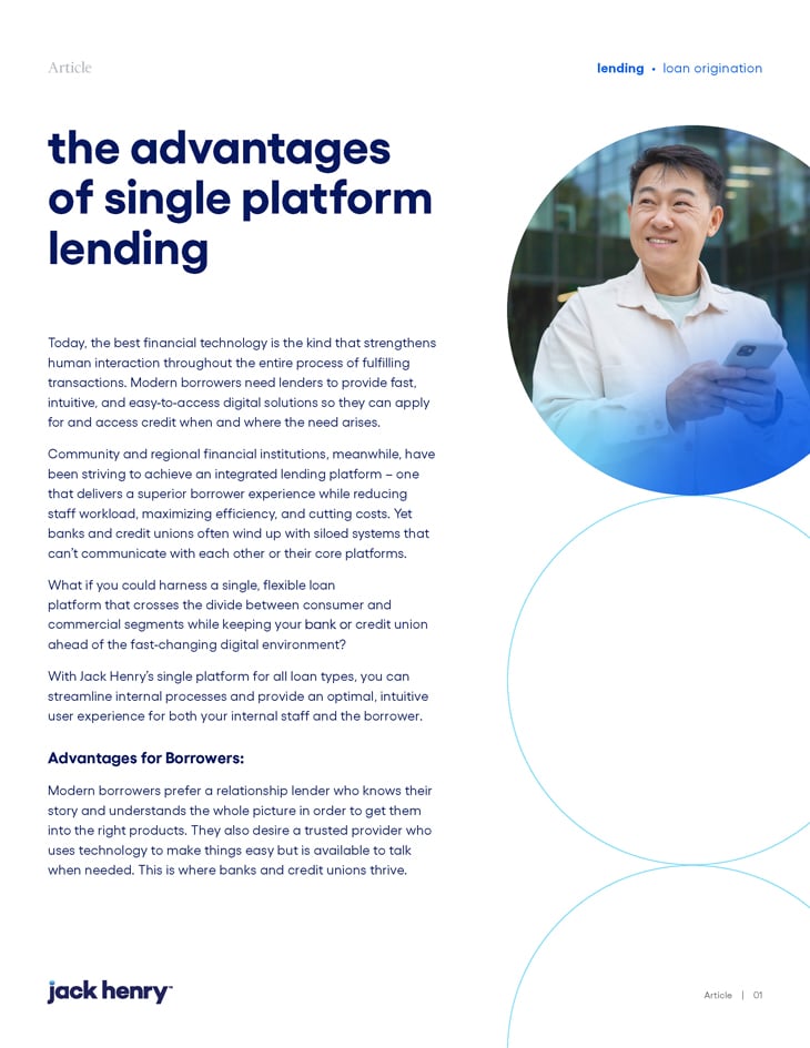 the advantages of single platform lending | Jack Henry