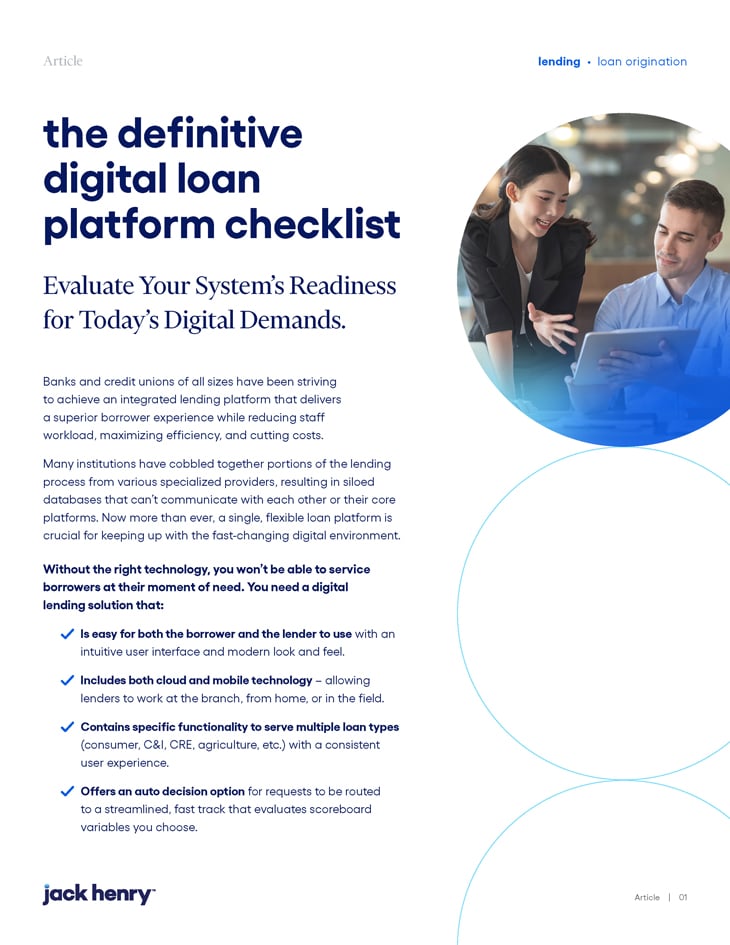 the definitive digital loan platform checklist | Jack Henry
